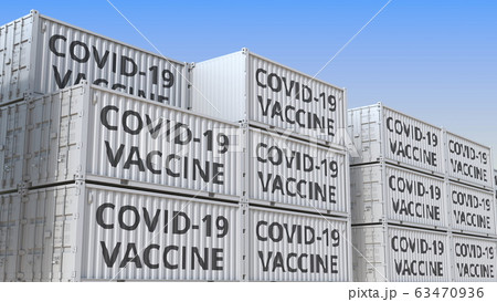 Cargo containers with COVID-19 coronavirus...のイラスト素材 [63470936] - PIXTA