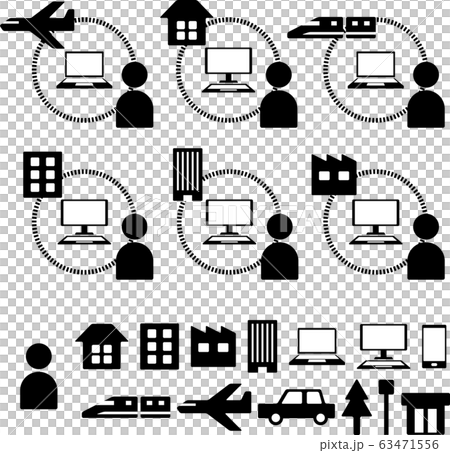 Telework working from home icon set vector... - Stock Illustration ...