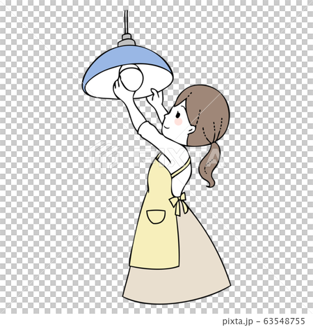 Woman changing light bulb - Stock Illustration [63548755] - PIXTA