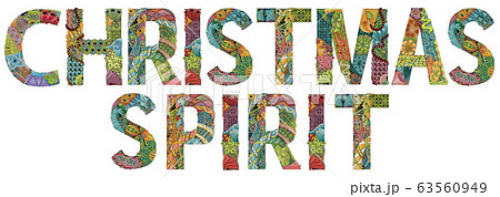 Words Christmas spirit. Vector decorativeのイラスト素材 [63560949] - PIXTA