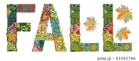 Word fall with falling leaves. Vector decorativeのイラスト素材 [63565786] - PIXTA