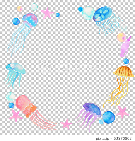 Dream color watercolor jellyfish frame 03 - Stock Illustration ...