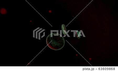 Red blood cells with viruses under the...のイラスト素材 [63609868] - PIXTA