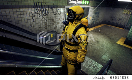 A survivor in chemical protective clothing...のイラスト素材 [63614858] - PIXTA