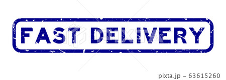 Grunge blue fast delivery word square rubber...のイラスト素材 [63615260] - PIXTA