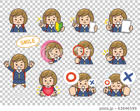 Elementary school girl variations beginner mark... - Stock Illustration ...