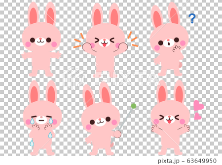 Rabbit character gesture and facial expression set - Stock Illustration ...