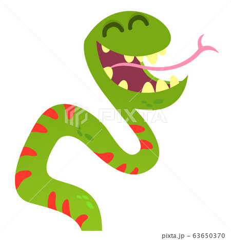 Cartoon Cute Green Smiling Snake Vectorのイラスト素材 [63650370] - PIXTA