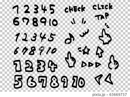 Hand-painted numbers and click tap click cursor... - Stock Illustration ...