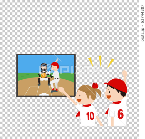 Watching Baseball Live Viewing - Stock Illustration [63744887] - PIXTA