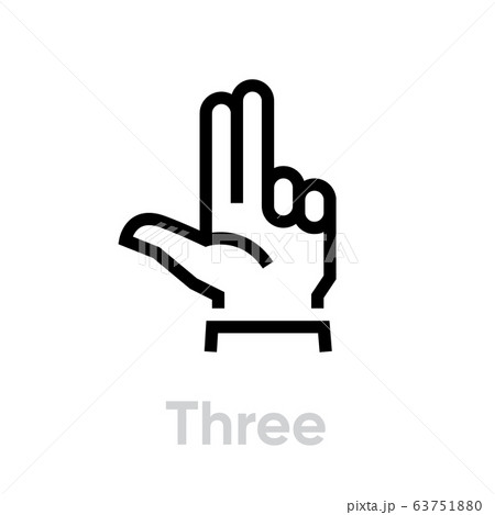 Three hand gesture icon. Editable line vector.のイラスト素材 [63751880] - PIXTA
