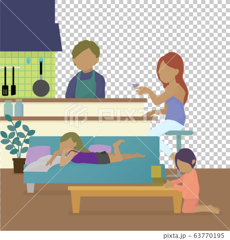 A family relaxing in the living room - Stock Illustration [63770195 ...