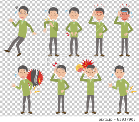 Pain Sickness Symptoms Whole body Pose Set - Stock Illustration ...