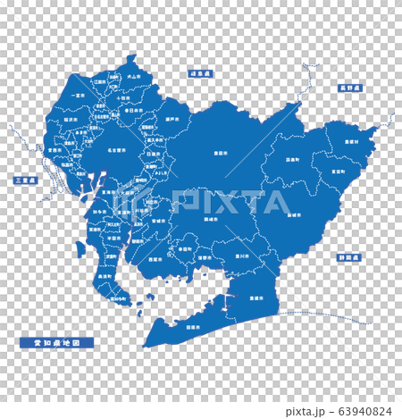 Aichi Prefecture Map Simple Blue City - Stock Illustration [63940824 ...