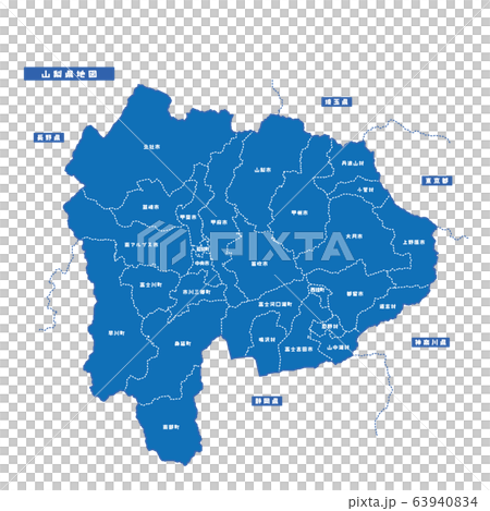 Yamanashi Prefecture Map Simple Blue - Stock Illustration [63940834 ...