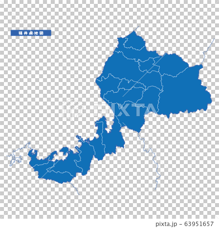 Fukui Prefecture Map Simple Blue City - Stock Illustration [63951657 ...
