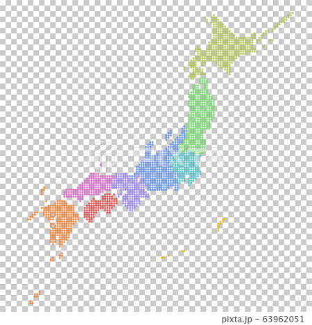 Japan Map, Dot Map, By Region, By Prefecture,... - Stock Illustration ...