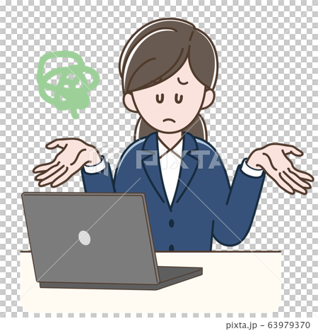 Woman in suit disappointed in front of personal... - Stock Illustration ...