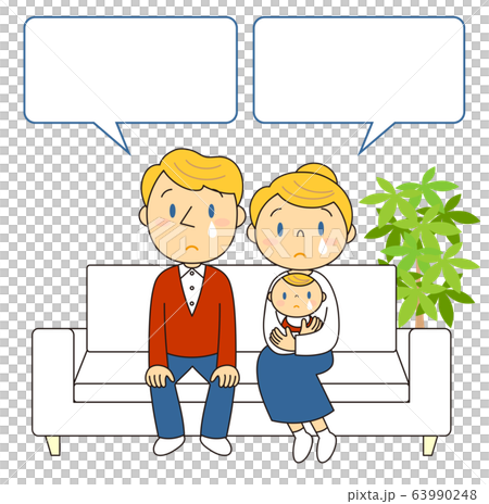 Illustration of a family of three crying on the... - Stock Illustration ...