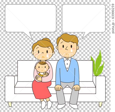 Illustration of a family of three crying on the... - Stock Illustration ...