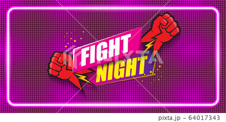 Fight night vector horizontal banner with text...のイラスト素材 [64017343] - PIXTA