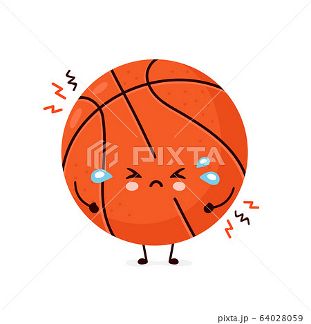 Cute sad cry basketball ball. Vector のイラスト素材 [64028059] - PIXTA