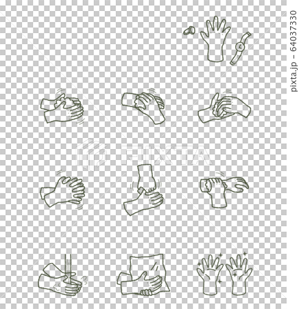 Hand washing procedure Illustration Line drawing - Stock Illustration ...