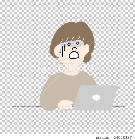 A woman heading to a computer - Stock Illustration [64068387] - PIXTA