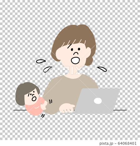 A woman heading to a computer - Stock Illustration [64068401] - PIXTA