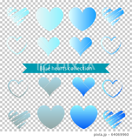 Blue heart set gradation - Stock Illustration [64069960] - PIXTA