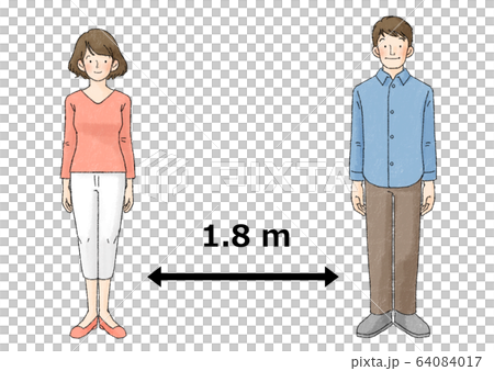 Social distance (2 people, upright, arrow, 1.8m) - Stock Illustration ...