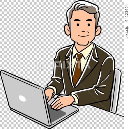 Business man operating a personal computer - Stock Illustration ...