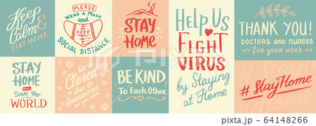 Coronavirus COVID-19. Calligraphic quotes....のイラスト素材 [64148266] - PIXTA