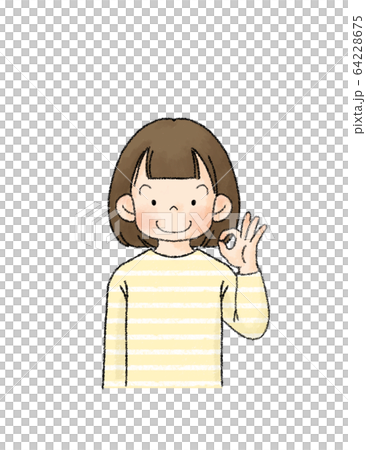 Girl's facial expression (OK pose) - Stock Illustration [64228675] - PIXTA
