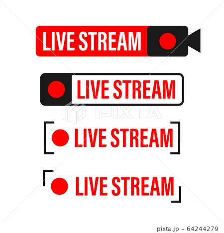 Live stream flat logo - red vector design elementのイラスト素材 [64244279] - PIXTA