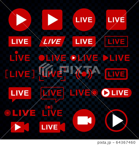 Live streaming icons. Broadcasting video news, tvのイラスト素材 [64367460] - PIXTA