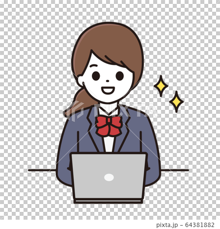 Student woman computer illustration - Stock Illustration [64381882] - PIXTA