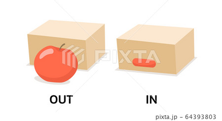 Words in and out opposites flashcard with...のイラスト素材 [64393803] - PIXTA