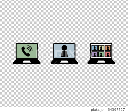 Telework, video call icon set / illustration - Stock Illustration ...
