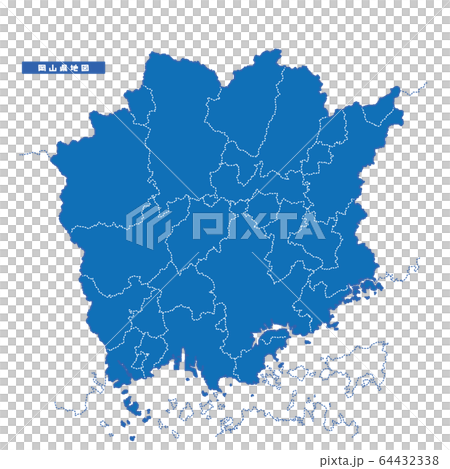 Okayama Prefecture Map Simple Blue City - Stock Illustration [64432338 ...