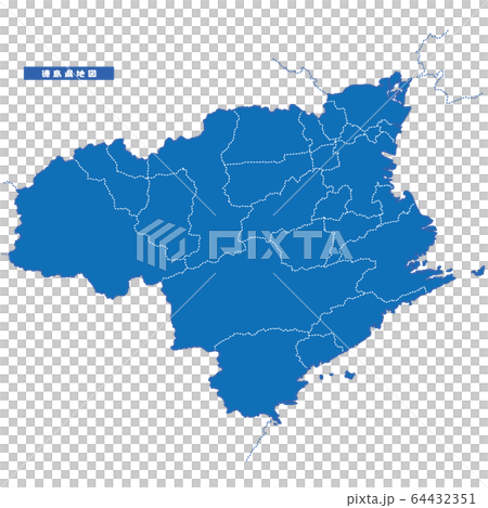 Tokushima Prefecture Map Simple Blue City - Stock Illustration ...