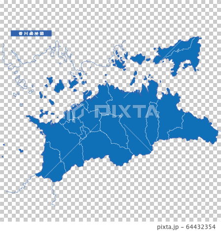 Kagawa Prefecture Map Simple Blue City - Stock Illustration [64432354 ...