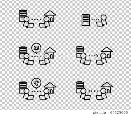 Home / telework icon set / illustration /... - Stock Illustration ...