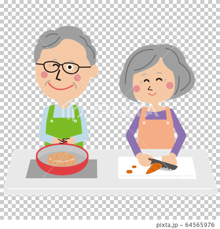 Two pop seniors cook together - Stock Illustration [64565976] - PIXTA