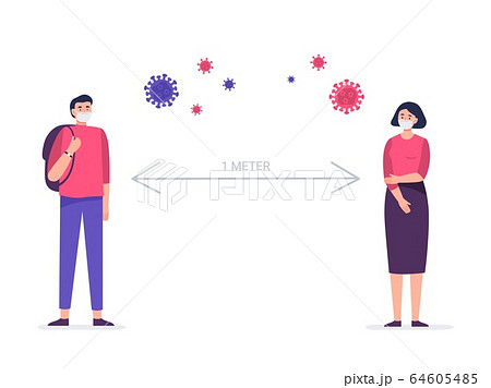 People keep a distance for each other.のイラスト素材 [64605485] - PIXTA