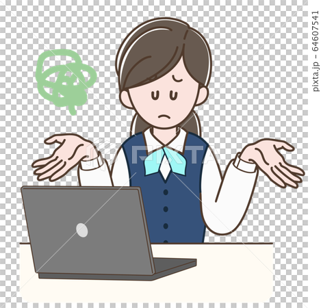 Woman in uniform disappointed in front of computer - Stock Illustration ...