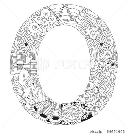 Letter O Zentangle. Vector decorative object forのイラスト素材 [64661906] - PIXTA