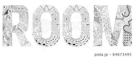 Word ROOM for coloring. Vector decorativeのイラスト素材 [64673495] - PIXTA
