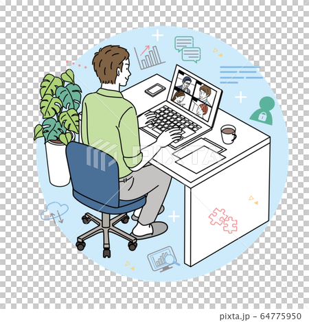 Telework Remote Work Online Meeting Work from... - Stock Illustration [64775950] - PIXTA