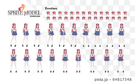 Set of emotions.Sprite full length character forのイラスト素材 [64817348] - PIXTA